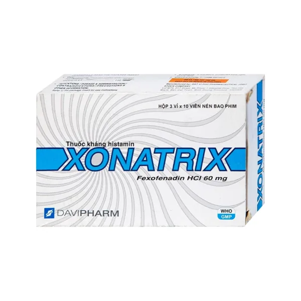 Thuốc Xonatrix 60mg DaviPharm - Điều trị triệu chứng viêm mũi dị ứng (30 viên) - Nhà Thuốc Minh Long
